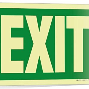 iSYFIX Exit Sign – 1 Pack 10x7 Inch – 100% Rust Free .040 Aluminum Signs, Glow in The Dark Laminated for Ultimate UV, Weather, Scratch, Water & Fade Resistance, Indoor & Outdoor Exit Sign for Exterior