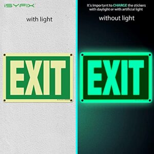 iSYFIX Exit Sign – 1 Pack 10x7 Inch – 100% Rust Free .040 Aluminum Signs, Glow in The Dark Laminated for Ultimate UV, Weather, Scratch, Water & Fade Resistance, Indoor & Outdoor Exit Sign for Exterior