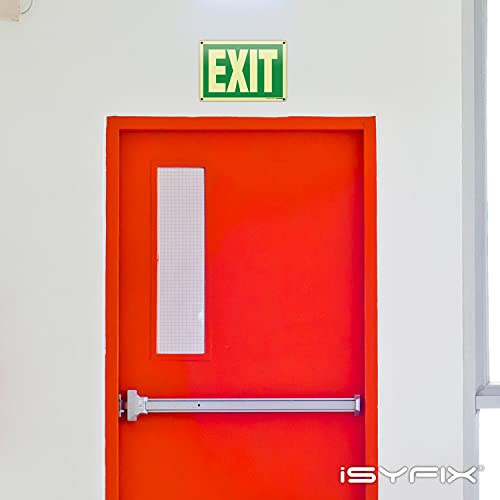 iSYFIX Exit Sign – 1 Pack 10x7 Inch – 100% Rust Free .040 Aluminum Signs, Glow in The Dark Laminated for Ultimate UV, Weather, Scratch, Water & Fade Resistance, Indoor & Outdoor Exit Sign for Exterior