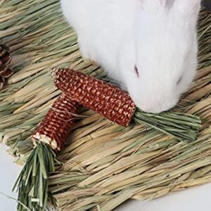 Rabbit Chew Toys for Teeth, Bunny Molar Toys, Small Animal Chew Molar Toys Natural Flower Timothy Grass Cake Pinecones and Corn Toy for Rabbits Chinchilla Hamsters Guinea Pigs Gerbils… (Style 1)