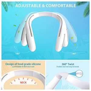 Matekxy Portable Neck Fan, Mini Hands-Free Fan with Quiet and Lightweight, Personal Bladeless Fan Neck Cooler for Indoor & Outdoor (White)