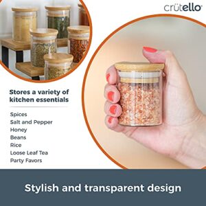 Crutello 20 Pack 2.5 Oz Mini Spice Jars with Bamboo Lids, Dishwasher Safe Jars for Spices, Honey, Beans, Rice, Party Favors