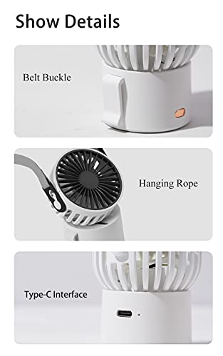 Amadething Portable Neck Fan, Desk Fan, Rechargeable Personal Small Fan, Mini Fan, Portable Neck Fan with 3 Wind Speeds (Pink)