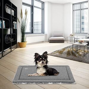 EMPSIGN Fancy Dog Bed Mat, Pet Bed Pad Reversible (Cool & Warm), Machine Washable Crate Pad, Pet Sleeping Mat for Small to XXX-Large Dogs, Grey, Star Pattern