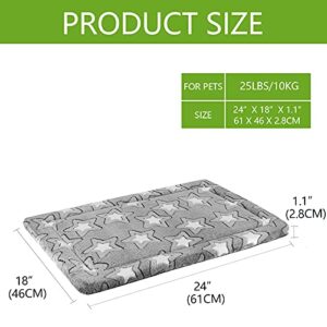 EMPSIGN Fancy Dog Bed Mat, Pet Bed Pad Reversible (Cool & Warm), Machine Washable Crate Pad, Pet Sleeping Mat for Small to XXX-Large Dogs, Grey, Star Pattern