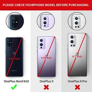 Jusy [3p] Oneplus Nord N10 5G Case & Tempered Glass Screen Protector & Camera Protector for 1+ Nord N10, Protective Case with Rotate Holder Kickstand and Magnetic Plate for Oneplus Nord N10 (Black)