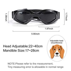 Dog Sunglasses Dog Goggles, Puppy Dog UV Glasses with Adjustable Strap, Anti-Fog & Windproof Foldable Pet Sunglasses for Small Medium Dogs