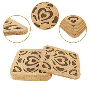 NTReasy 5pcs Cork Trivet, High Density Thick Cork Coaster Set for Hot Dishes and Hot Pots, 7.68in Boho Square Heat Resistant Multifunctional Cork Board, Hot Pads for Kitchen Table Countertop