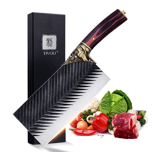 TIVOLI Chopping Knife 7.6-inch Chinese Cleaver Kitchen Knife Professional Chef Knife Japan VG10 High Carbon Steel Full Tang Butcher Cleaver Knife Vegetable Meat Cutting for Home Kitchen Restaurant