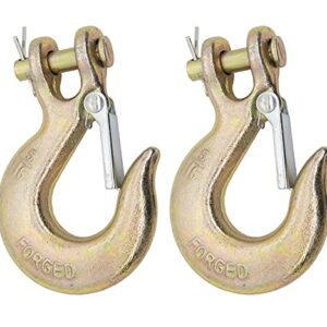 5/16 inch Clevis Slip Hook with Safety Latch, 5/16 g70 Chain Hook, 5/16 Safety Hook with Latch Forged G70 18,000 Lb Capacity for Trailer Truck Transport Tow Winch Hook Trailer(2Pack)