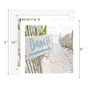 Ocean Wooden Framed Gallery Artwork: Beach Theme Starfish Wall Art Collection Conch Picture Prints Wall Decor Set of 4 for Bathroom (Multi-Style)