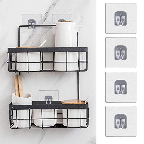 YeeBeny Corner Shower Caddy Adhesive Sticker Hook Mount for Shower Caddy Basket Bathroom Shelf Compatible with KINCMAX，SMARTAKE, JOMARTO, Flowmist, Nieifi, HapiRm, Odesign, Lovelers (Transparent, 6 pack)