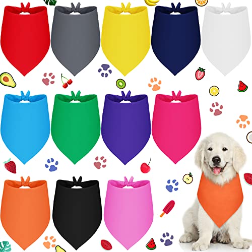 12 Pcs Sublimation Dog Plain Bandanas Bulk Adjustable Triangle Dog Puppy Bibs Heat Transfer Washable Dog Handkerchief for Small Medium Pets (Vivid Color,64 x 43 x 43 cm)