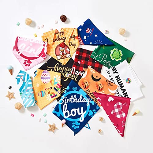 Yespet Dog 12 pieces Holidays Pet Halloween Thanksgiving Bandanas for Medium Large Dogs Christmas Valentine's Day Wedding Summer Pets Birthday Bandana Easter Independence St. Patrick's Day Scarf