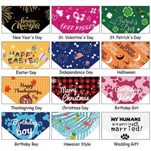 Yespet Dog 12 pieces Holidays Pet Halloween Thanksgiving Bandanas for Medium Large Dogs Christmas Valentine's Day Wedding Summer Pets Birthday Bandana Easter Independence St. Patrick's Day Scarf