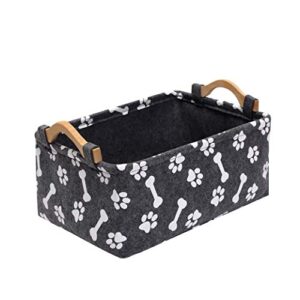 morezi felt dog storage box and puppy toy box dog clothes box - idea for organizing pet toys, blankets, leashes and dry food grey