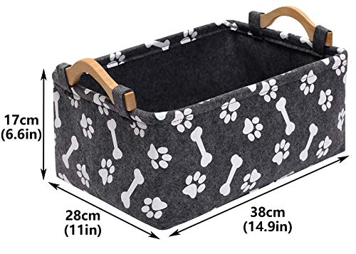 Morezi Felt Dog Storage Box and Puppy Toy Box Dog Clothes Box - Idea for organizing pet Toys, Blankets, leashes and Dry Food Grey