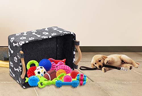 Morezi Felt Dog Storage Box and Puppy Toy Box Dog Clothes Box - Idea for organizing pet Toys, Blankets, leashes and Dry Food Grey