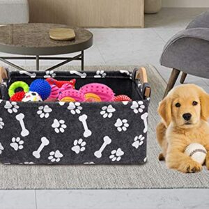 Morezi Felt Dog Storage Box and Puppy Toy Box Dog Clothes Box - Idea for organizing pet Toys, Blankets, leashes and Dry Food Grey