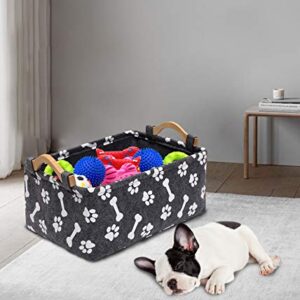 Morezi Felt Dog Storage Box and Puppy Toy Box Dog Clothes Box - Idea for organizing pet Toys, Blankets, leashes and Dry Food Grey