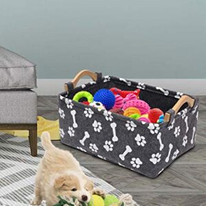 Morezi Felt Dog Storage Box and Puppy Toy Box Dog Clothes Box - Idea for organizing pet Toys, Blankets, leashes and Dry Food Grey