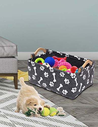 Morezi Felt Dog Storage Box and Puppy Toy Box Dog Clothes Box - Idea for organizing pet Toys, Blankets, leashes and Dry Food Grey