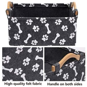 Morezi Felt Dog Storage Box and Puppy Toy Box Dog Clothes Box - Idea for organizing pet Toys, Blankets, leashes and Dry Food Grey