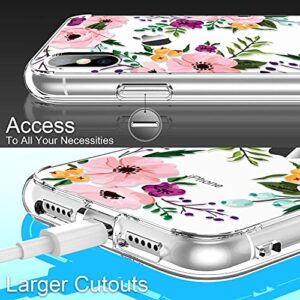 GiiKa for iPhone X Case, iPhone Xs Case, Clear Full Body Shockproof Protective Floral Girls Women Hard Case with TPU Bumper Cover Phone Case for iPhone Xs, Small Flowers