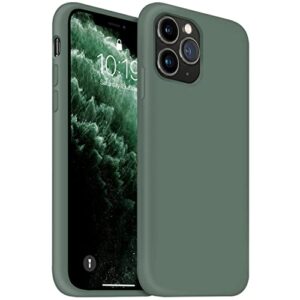 ouxul iphone 11 pro max case, slim liquid silicone case compatible with iphone 11 pro max 6.5 inch, full body microfiber lining protective case (forest green)