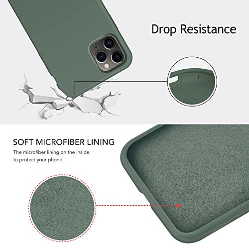 OuXul iPhone 11 Pro Max Case, Slim Liquid Silicone Case Compatible with iPhone 11 Pro Max 6.5 Inch, Full Body Microfiber Lining Protective Case (Forest Green)