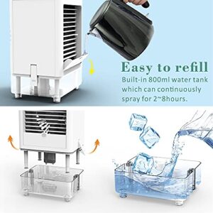 Personal Air Cooler, Portable Air Conditioner Fan with 1/2/4/8H Timer, Operated 3 Wind Speeds & 3 Refrigeration, Ice Cooler Fan for Home Bedroom Office Outdoor