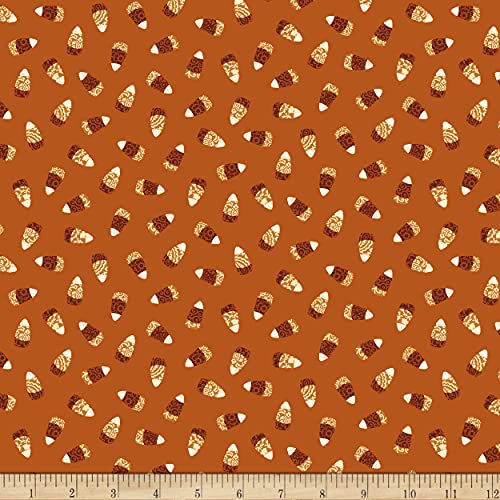 Studio E Spooky Night Damask Candy Corn Orange, Fabric by the Yard