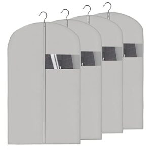 garment bags suit bag for closet storage (set of 4)dress bags hanging garment bag for storage or travel- 24''×44''/4pack