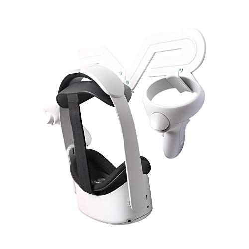 NIUVR VR Wall Mount Storage Stand Hook for Quest 2 Quest Rift-S HP Reverb G2 HTC Vive Vive Pro Cosmos Elite PS VR2 Valve Index, Playstation VR, VR Headset and Controllers Holder(White)