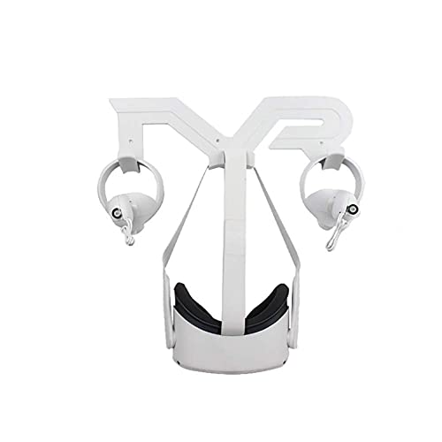 NIUVR VR Wall Mount Storage Stand Hook for Quest 2 Quest Rift-S HP Reverb G2 HTC Vive Vive Pro Cosmos Elite PS VR2 Valve Index, Playstation VR, VR Headset and Controllers Holder(White)