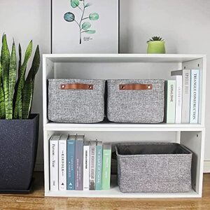 Fabric Storage Bin - [3-Pack] Premium Collapsible Baskets for Organizing, Decorative Storage Baskets with Handles for Home, Nursery, Shelves, Closet, Clothes (Grey, 15Lx11Wx8H inch)