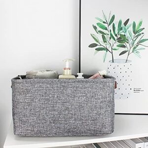 Fabric Storage Bin - [3-Pack] Premium Collapsible Baskets for Organizing, Decorative Storage Baskets with Handles for Home, Nursery, Shelves, Closet, Clothes (Grey, 15Lx11Wx8H inch)