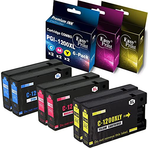 EASYPRINT (2C+2M+2Y) Compatible 1200XL Ink Cartridges PGI-1200 PGI-1200XL to Used for Canon MAXIFY MB2720 MB2120 MB2320 MB2020 MB2350 MB2050 (6- Pack Color Set, High Yield)