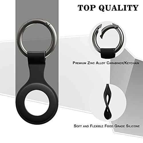 2 Pack AirTag Case, Shock Resistant Silicone Protective Case Cover for AirTag Key Finder Phone Finder with Keychain Carabiner (Grey and Black)