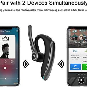 Bluetooth Headset, Wireless Bluetooth Earpiece V5.0 Hands-Free Earphones with Stereo Noise Canceling Mic, Compatible iPhone Android Cell Phones Driving/Business/Office