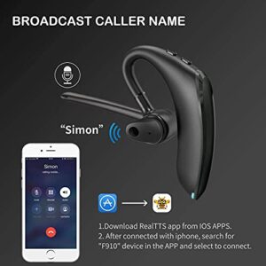 Bluetooth Headset, Wireless Bluetooth Earpiece V5.0 Hands-Free Earphones with Stereo Noise Canceling Mic, Compatible iPhone Android Cell Phones Driving/Business/Office