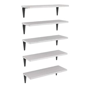 wallniture assisi white floating shelves for wall, wood wall shelves for kitchen organization and storage, wall shelf set of 5