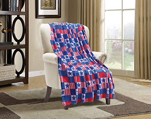 Valerian Luxury Velvet Touch Ultra Plush Christmas Blanket |Soft, Warm, Cozy|Holiday Printed Fleece Throw/Blanket-50 x 60inch, Patriotic