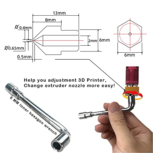 XIFOWE MK8 Nozzles 25 pcs 0.4mm 3D Printer Brass Nozzles CR-10 Nozzle with DIY Tools and A Ten-Grid Parts Box for CR-8 / CR-10 / Ender 3 / Ender 3S / 5/6 and so on…