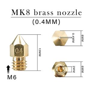 XIFOWE MK8 Nozzles 25 pcs 0.4mm 3D Printer Brass Nozzles CR-10 Nozzle with DIY Tools and A Ten-Grid Parts Box for CR-8 / CR-10 / Ender 3 / Ender 3S / 5/6 and so on…