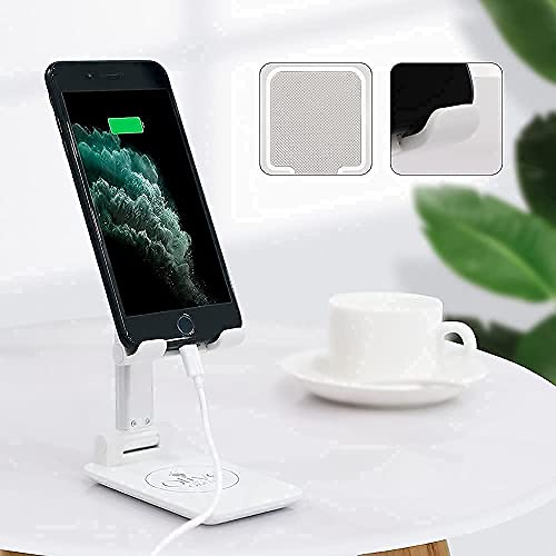 Olive OMNI Foldable Cell Phone Stand - Adjustable Phone Stand for Desk - Fully Foldable Desk Cell Phone Stands - Portable Desk Cell Phone Holder with Anti-Slip - Best Pocket Fit Desk - White