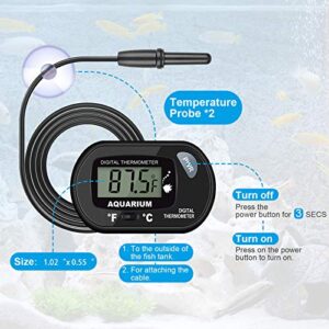 2-Pack Aquarium Thermometer, Fish Tank Thermometer, AikTryee Water Thermometer with 3.3ft Cord Fahrenheit/Celsius(℉/℃) for Vehicle Reptile Terrarium Fish Tank Refrigerator.