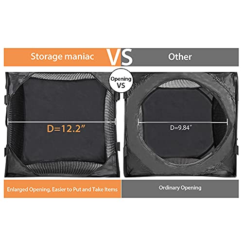 STORAGE MANIAC Pop-Up Laundry Hampers, 2-Pack Large Laundry Hamper, Collapsible Laundry Hamper, Mesh Laundry Hamper, Collapsible Laundry Basket for Dorm, Apt, Bedroom, Bathroom, Laundry Room, Black