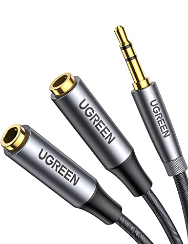 UGREEN Headphone Splitter 3.5mm Aux Splitter 2 Female to 1 Male Audio Y Splitter Stereo Dual Headphone Adapter Compatible with MacBook iPad PC Tablet Laptop TV Phone PS4 Speaker