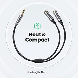 UGREEN Headphone Splitter 3.5mm Aux Splitter 2 Female to 1 Male Audio Y Splitter Stereo Dual Headphone Adapter Compatible with MacBook iPad PC Tablet Laptop TV Phone PS4 Speaker